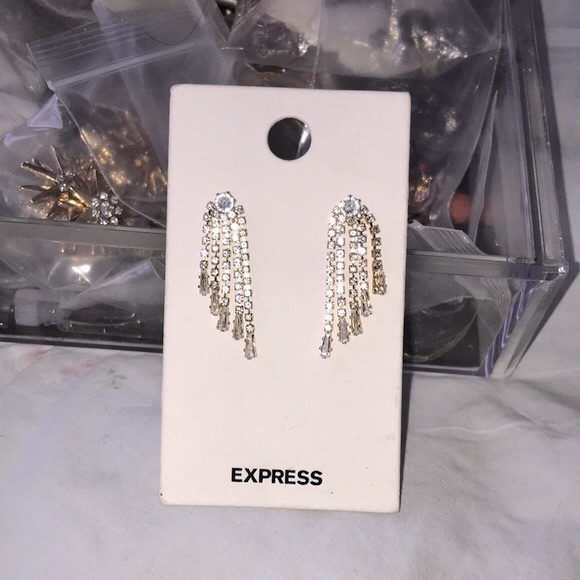 Express | Jewelry | Express Rhinestone Fringe Drop Earrings New | Poshmark